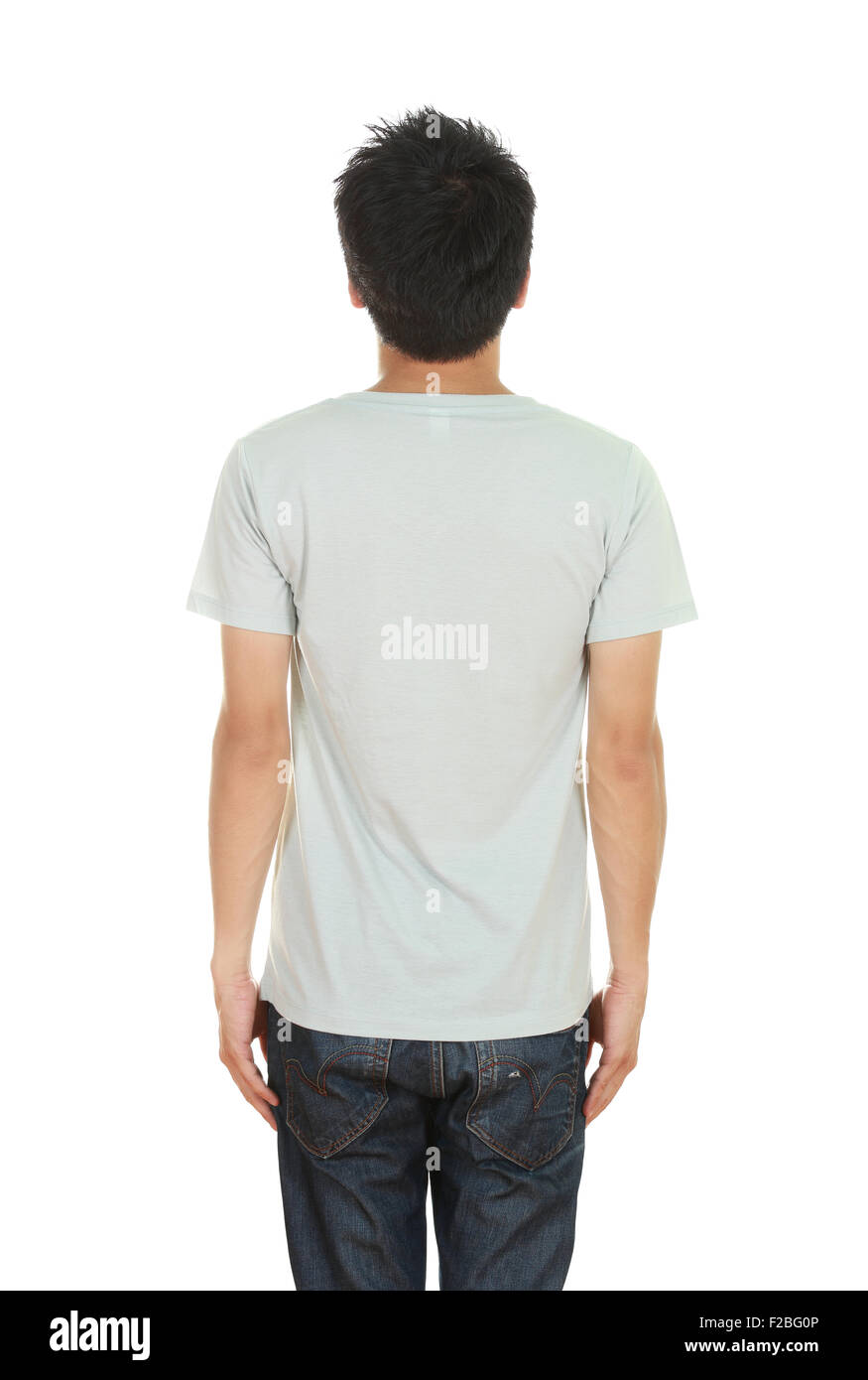 man with blank t-shirt (back side) isolated on white background Stock ...
