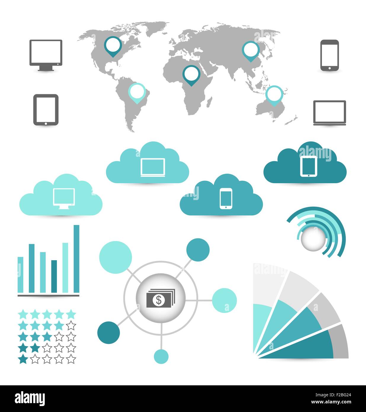 Set of infographic elements for your reports with electronic dev Stock ...