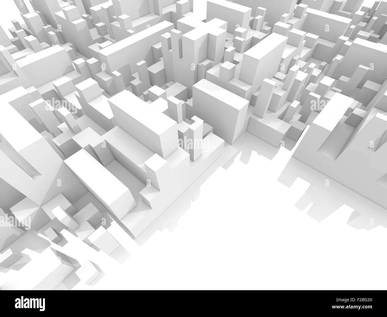 Abstract schematic white 3d cityscape with reserved free space area ...