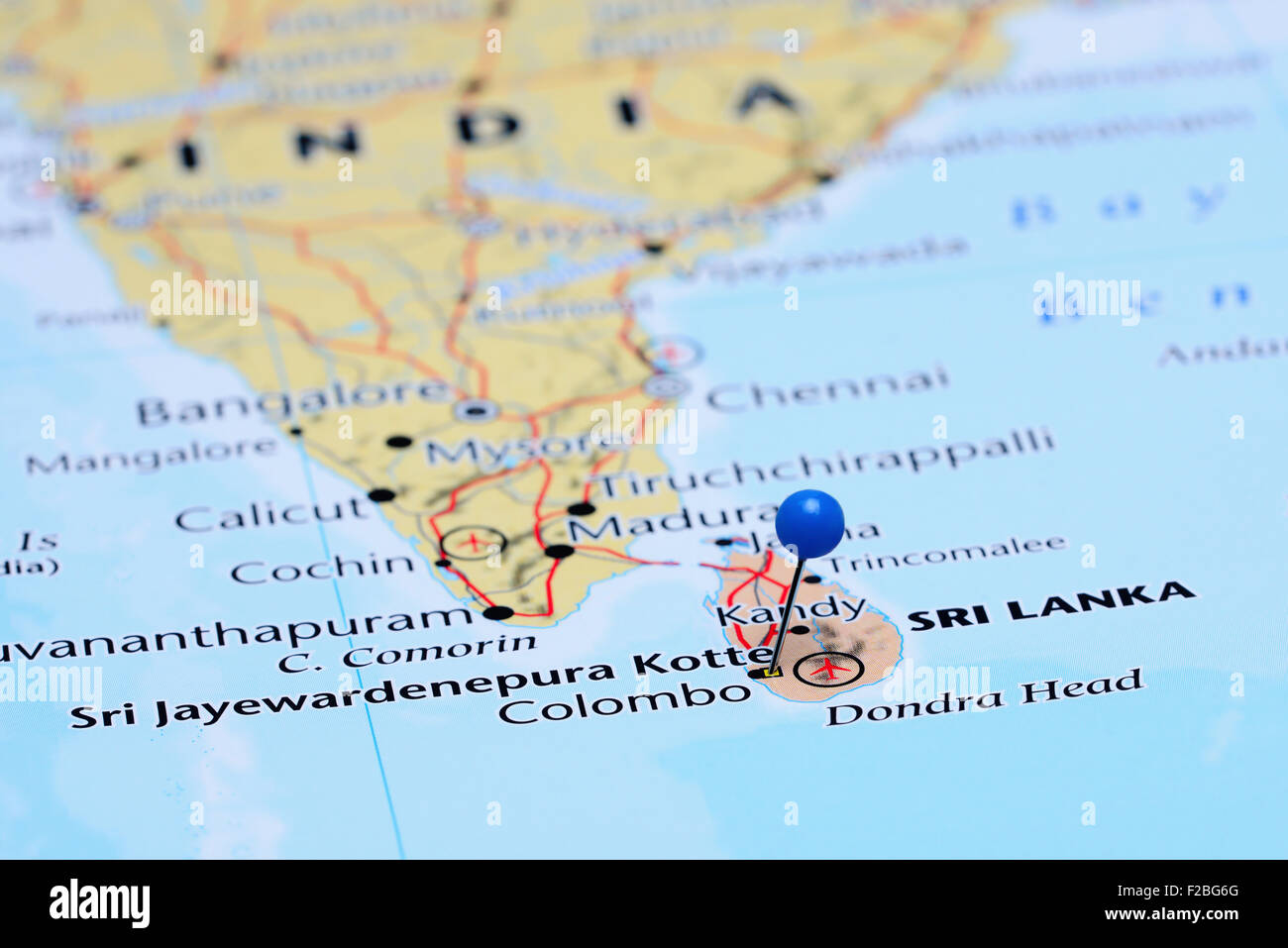 Sri Jayewardenepura Kotte pinned on a map of Asia Stock Photo - Alamy