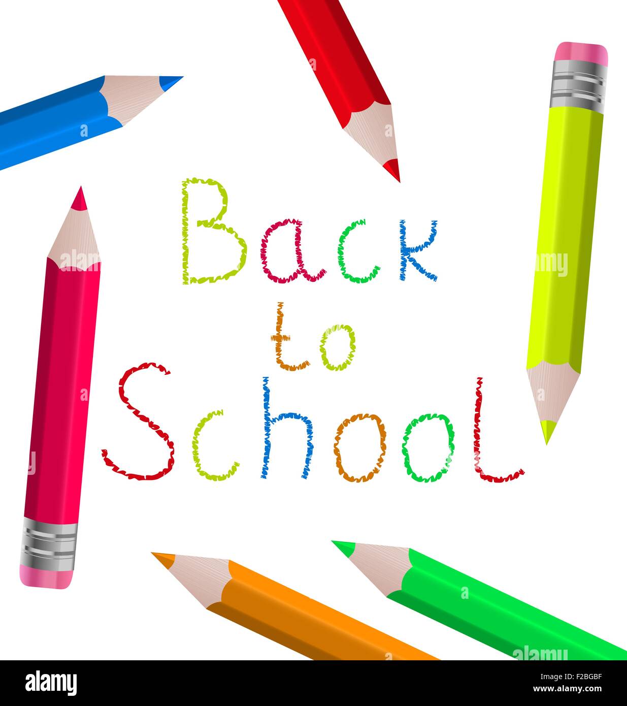 Back to school message with pencils on white background Stock Vector ...