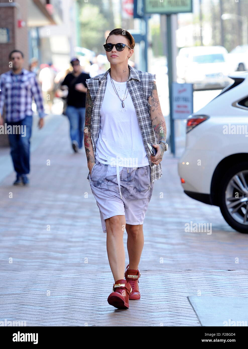 Orange Is The New Black star Ruby Rose heads to a medical building in Beverly Hills wearing ...