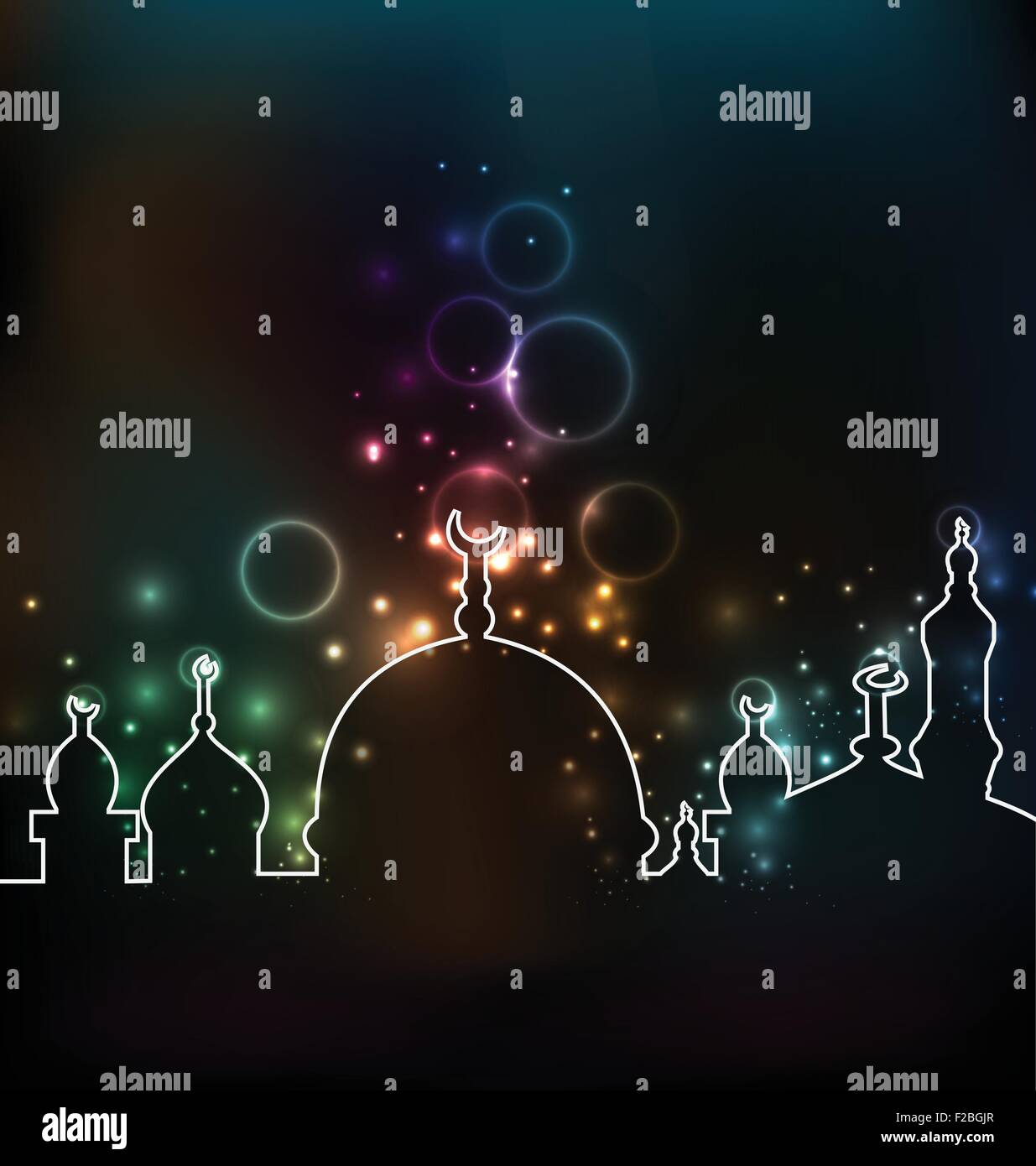 Mosque glowing at night Stock Vector Images - Alamy