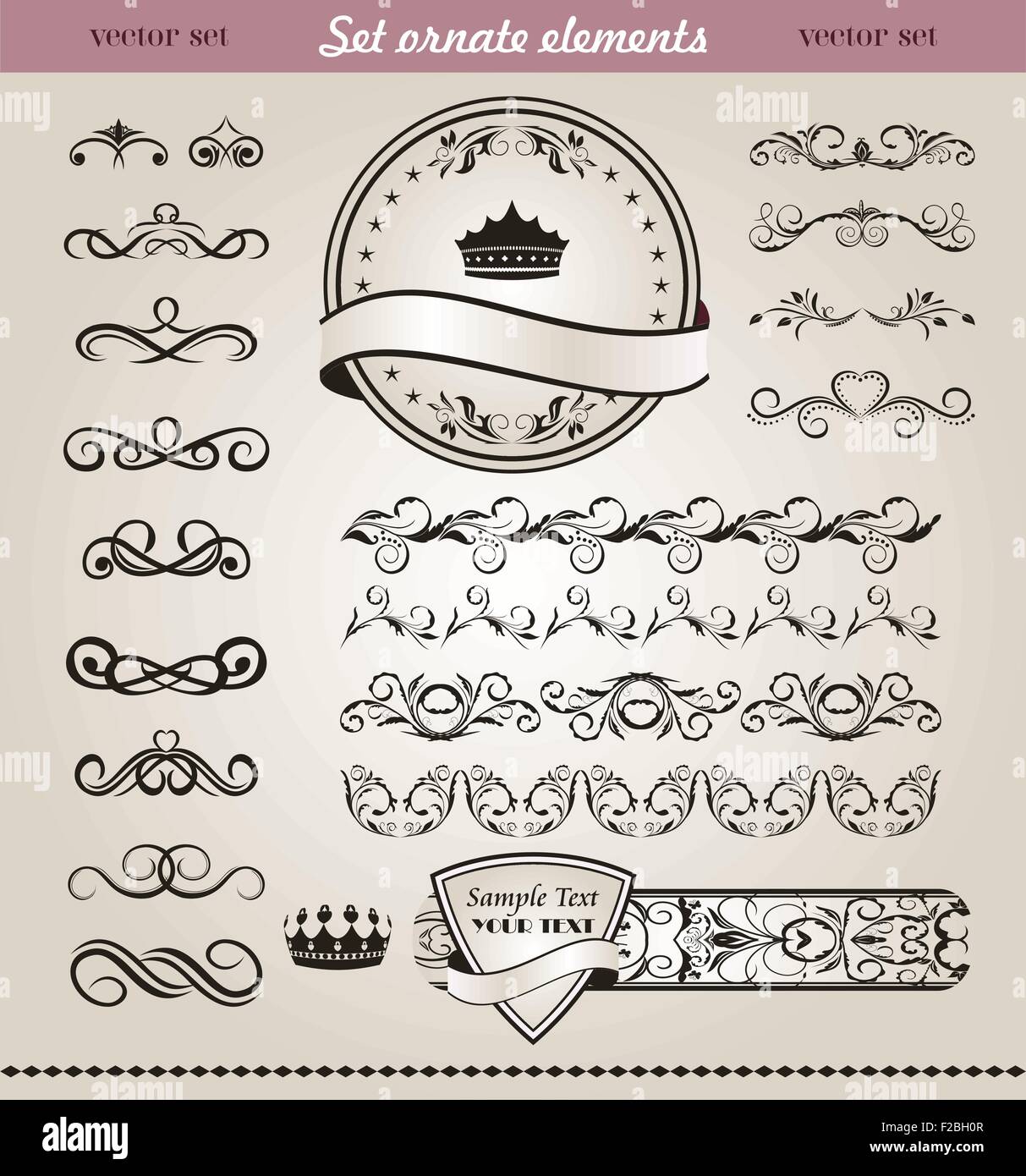 set floral ornate design elements (2 Stock Vector Image & Art - Alamy