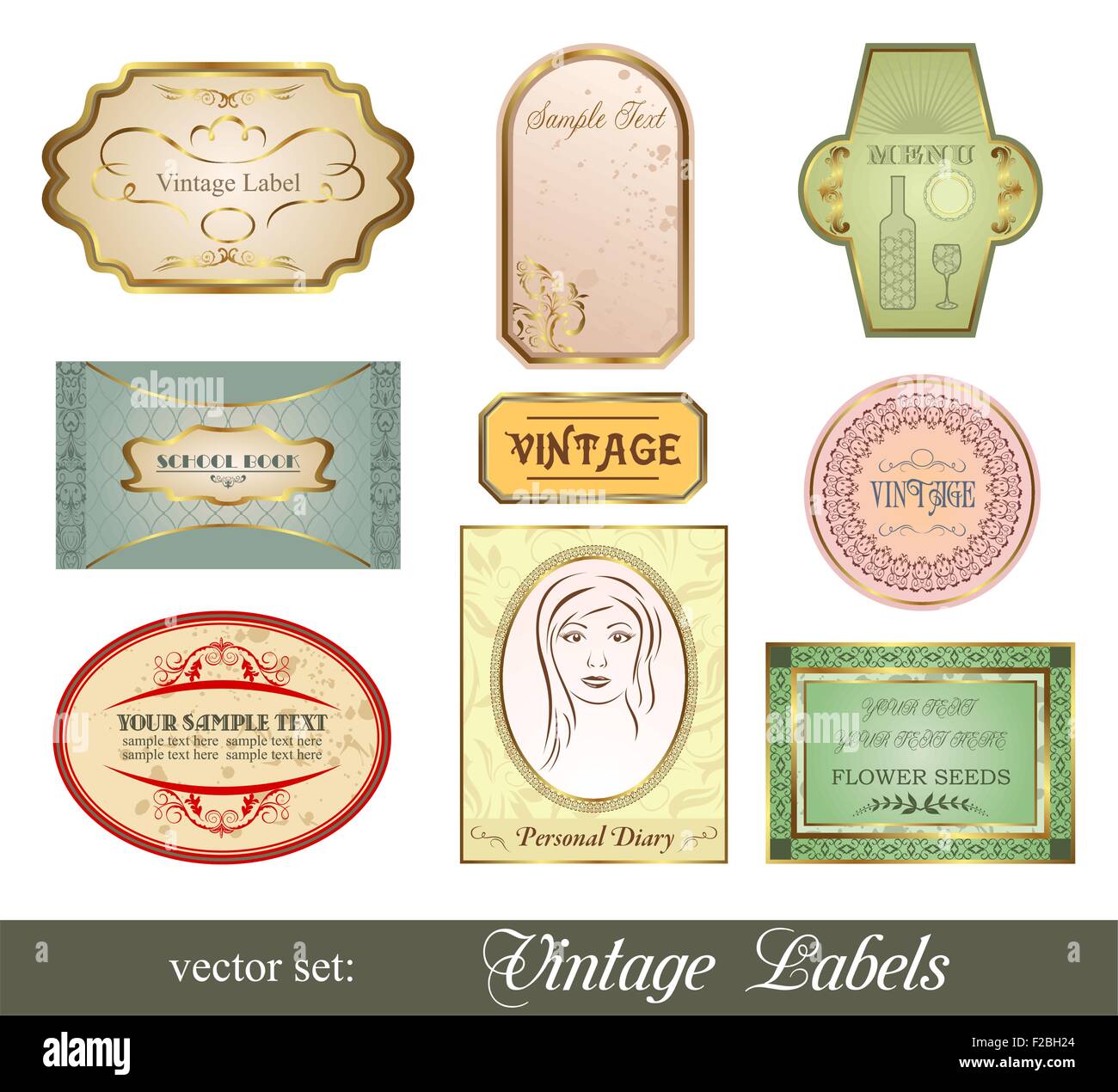 set retro variation vintage labels Stock Vector Image & Art - Alamy