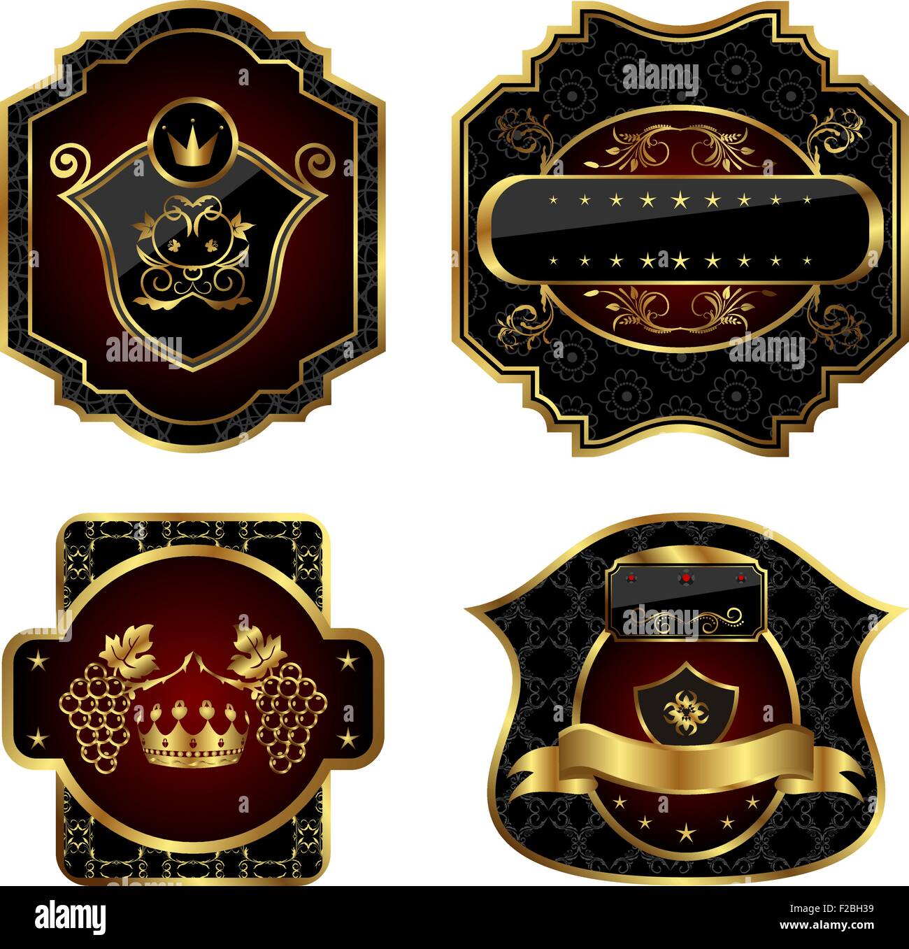 set black gold-framed labels Stock Vector Image & Art - Alamy
