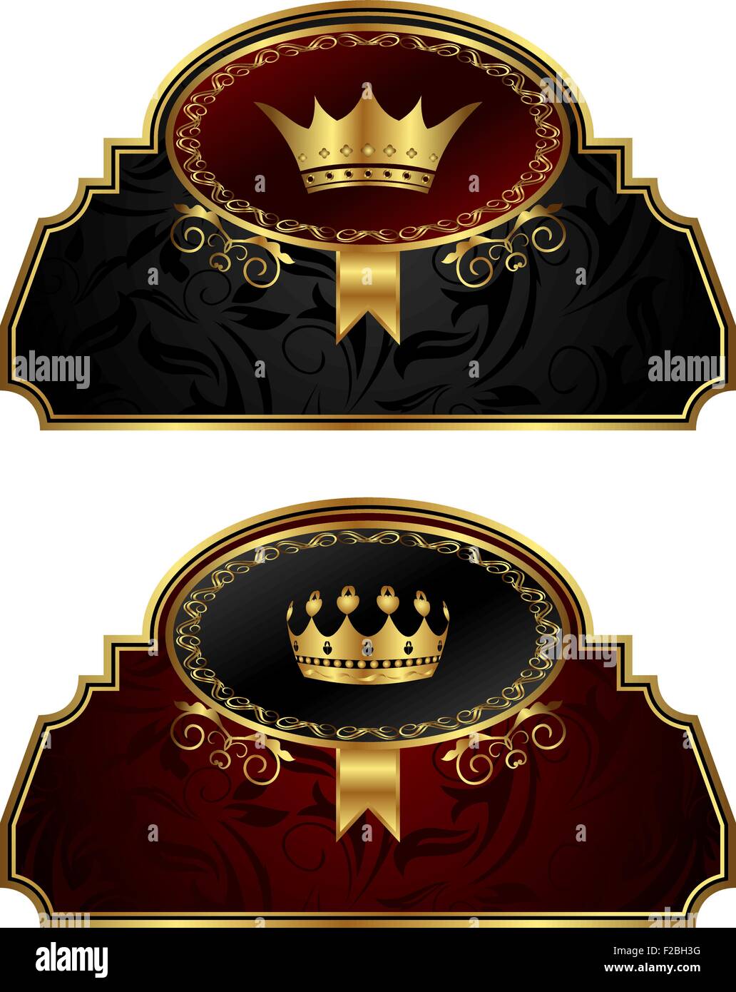 set gold vintage labels with crown Stock Vector Image & Art - Alamy