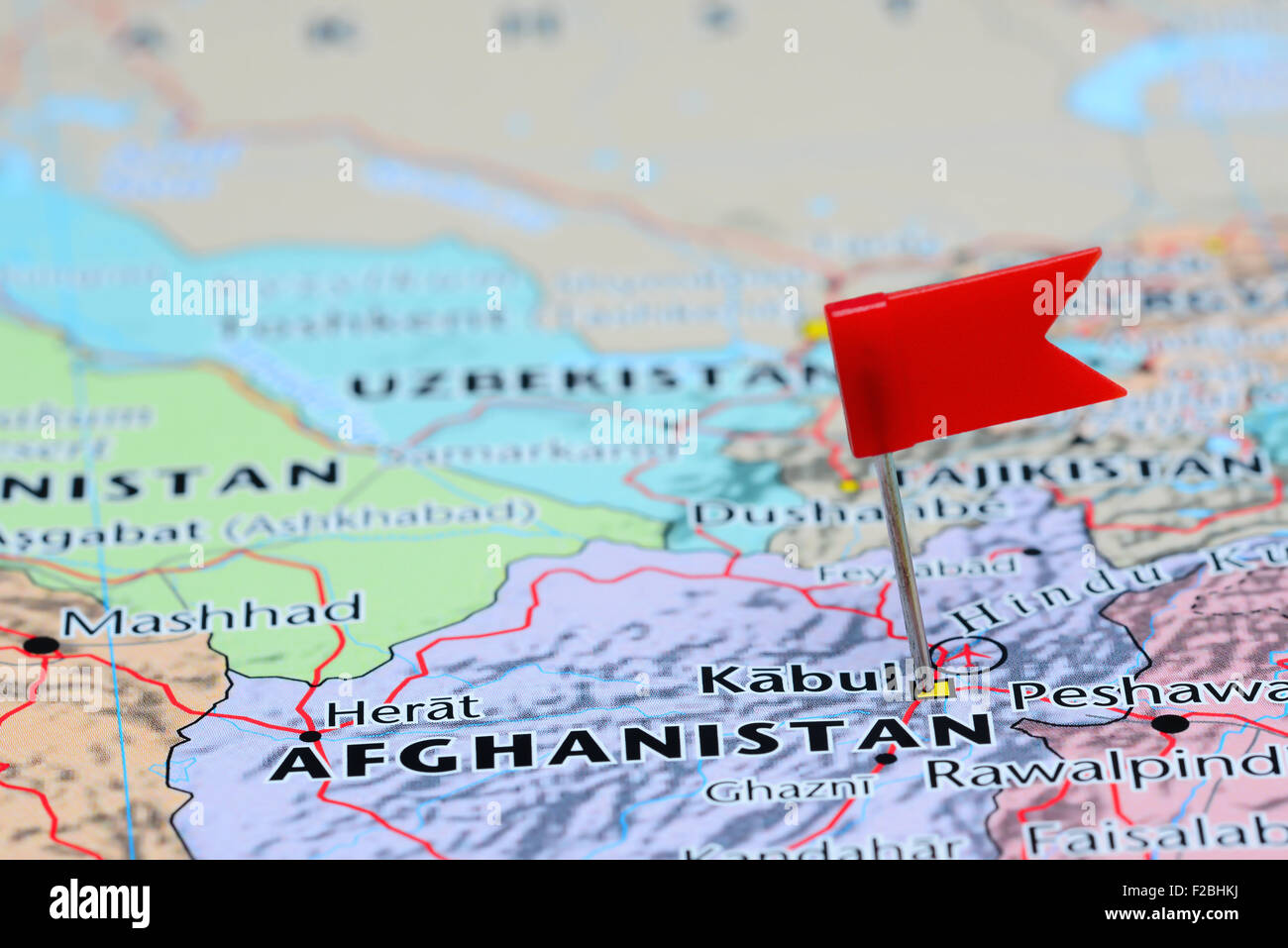 Kabul pinned on a map of Asia Stock Photo - Alamy