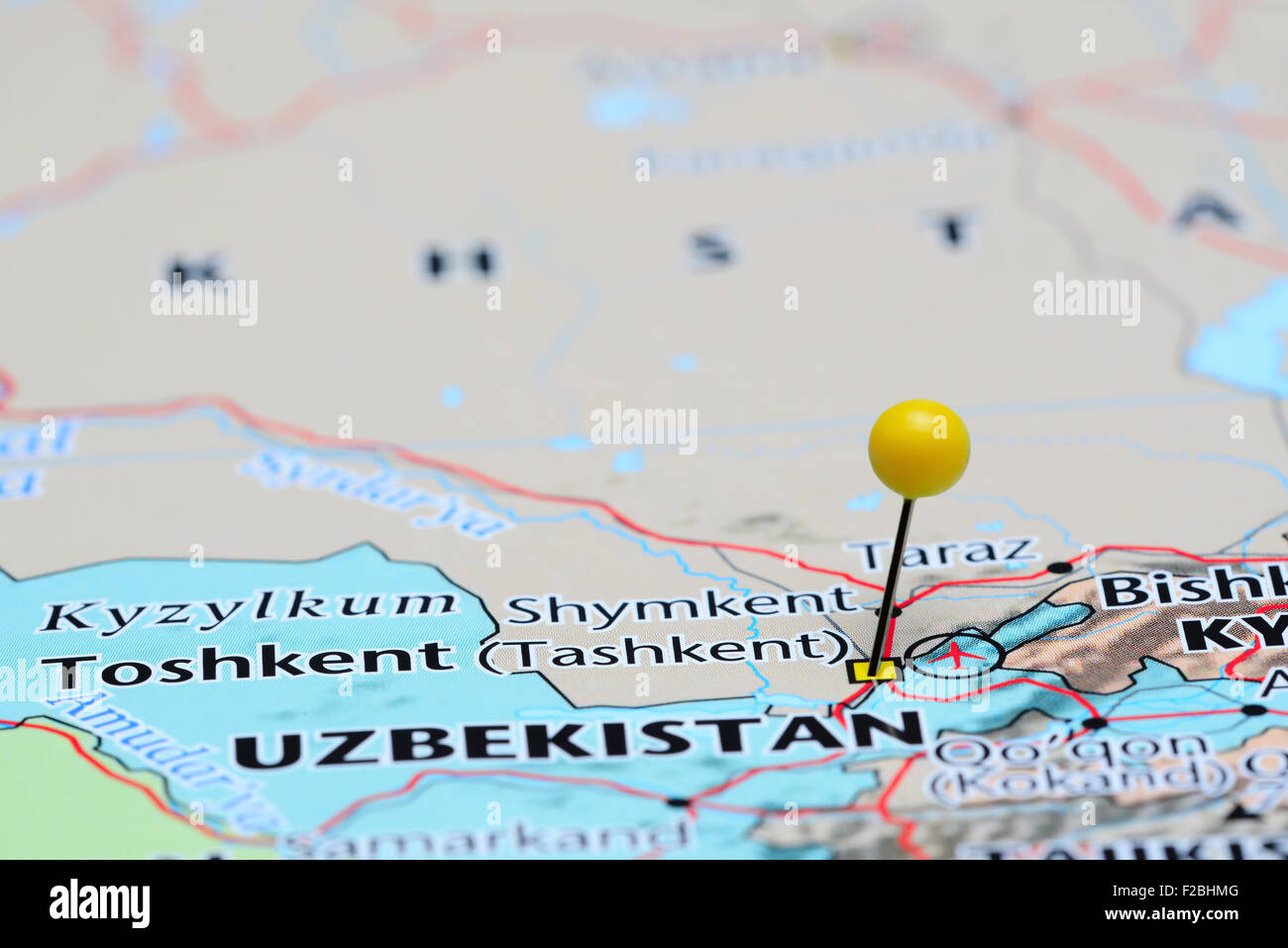 Toshkent pinned on a map of Asia Stock Photo - Alamy