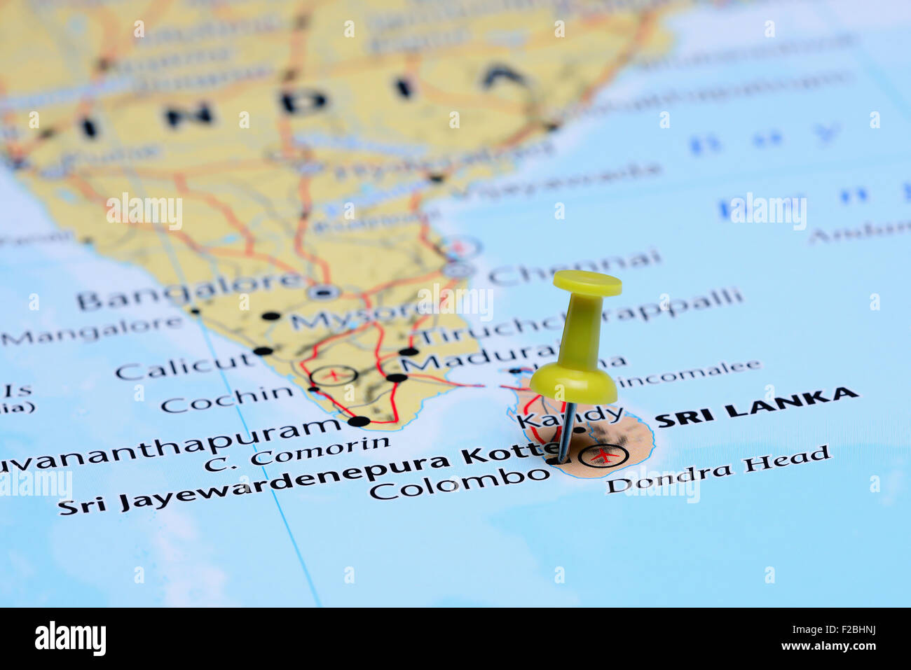 Sri Jayewardenepura Kotte pinned on a map of Asia Stock Photo - Alamy