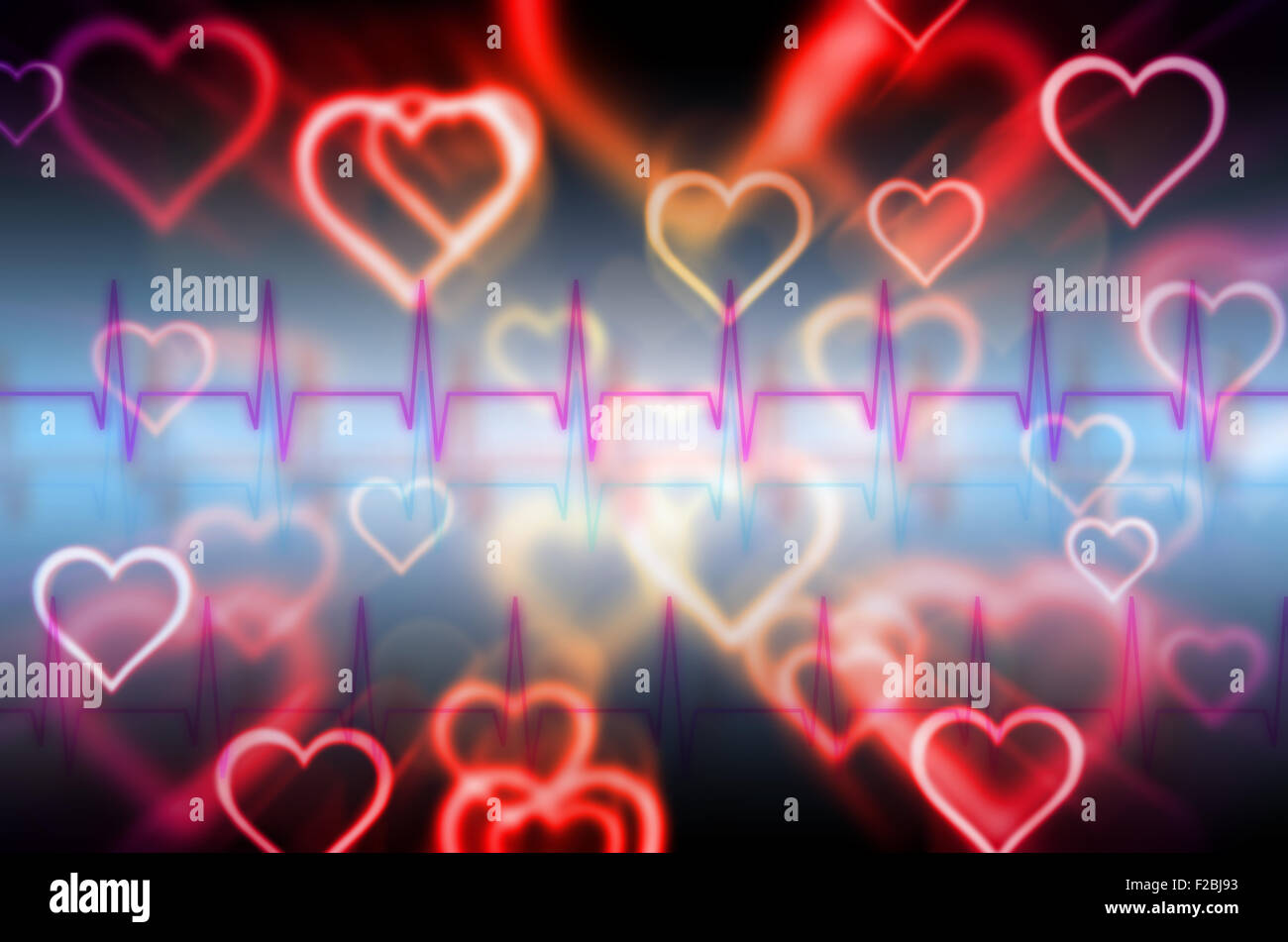 abstract pulse with magic heart background Stock Photo - Alamy