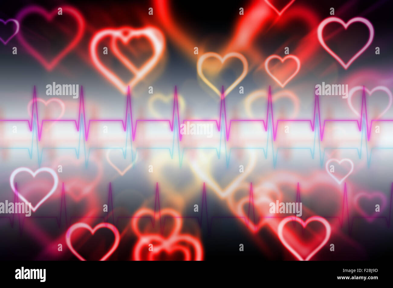 abstract pulse with magic heart background Stock Photo - Alamy
