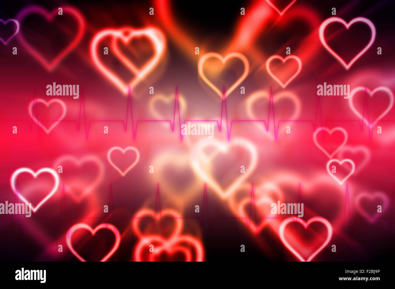 abstract pulse with magic heart background Stock Photo - Alamy