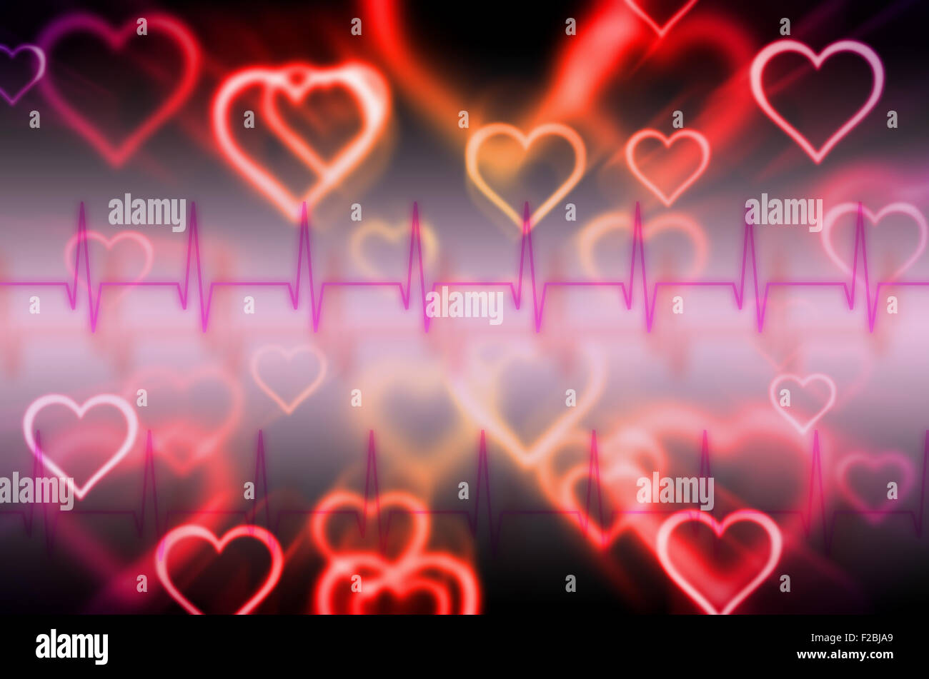 abstract pulse with magic heart background Stock Photo - Alamy