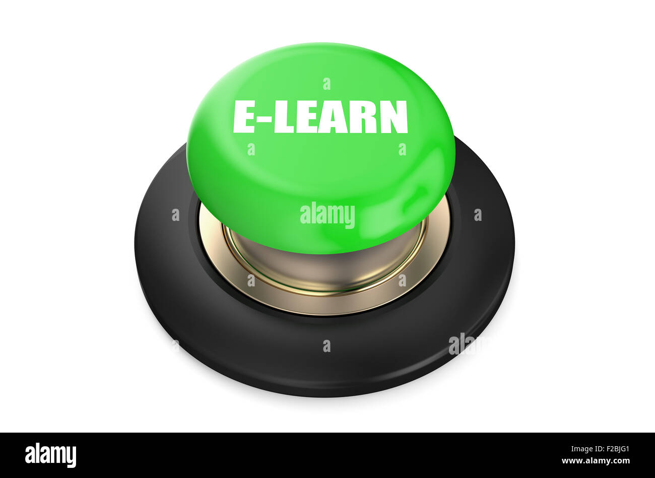 E-learn push-button isolated on white background Stock Photo - Alamy