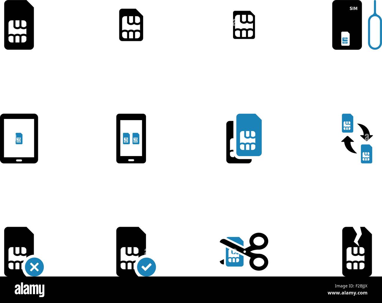 Mobile communications cards duotone icons on white background Stock ...