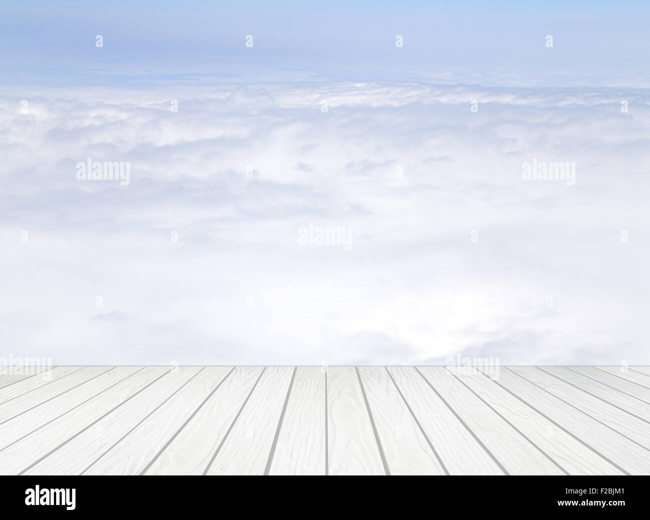 white wood terrace with cloud and sky Stock Photo - Alamy