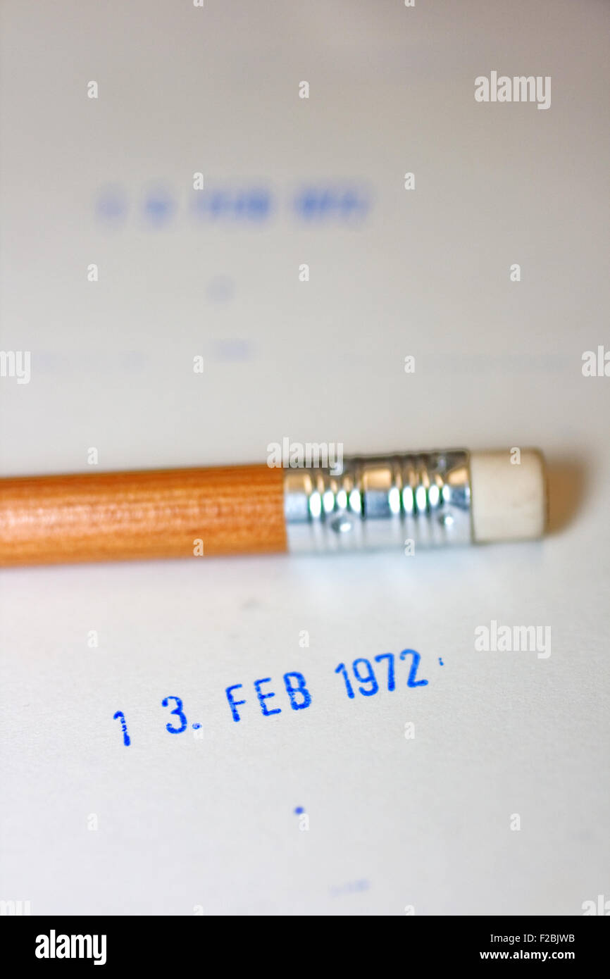 Pencil with rubber on white background Stock Photo - Alamy