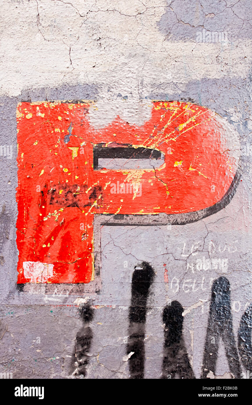Letter P painted on the wall Stock Photo - Alamy