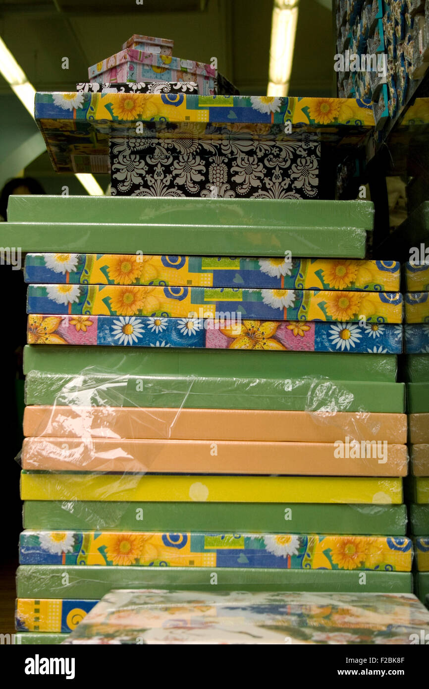 Photo of stacked colorful boxes Stock Photo - Alamy