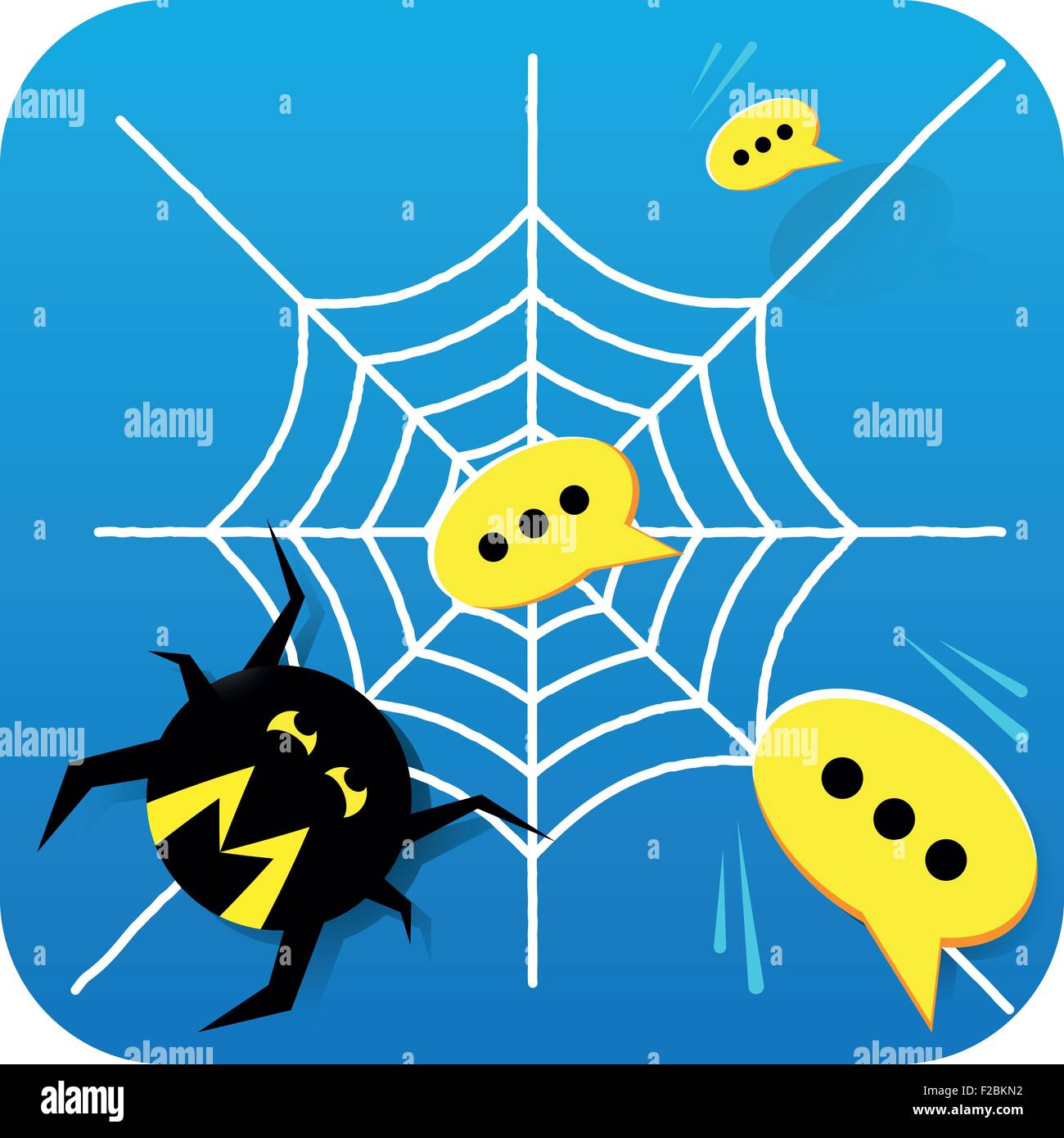 Mobile Application Icon with Cartoon Spider Catching Spam Messages into ...