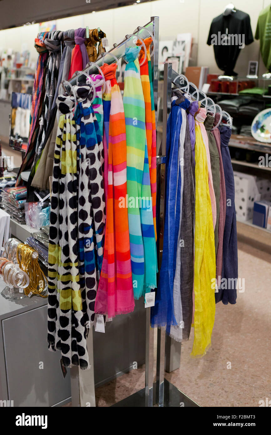 Silk scarves on sales display - USA Stock Photo - Alamy