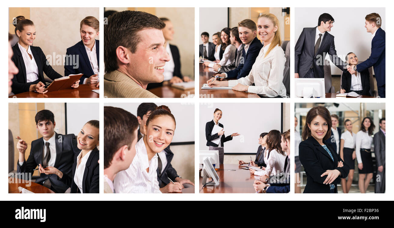 Collage of business people in conference hall Stock Photo - Alamy