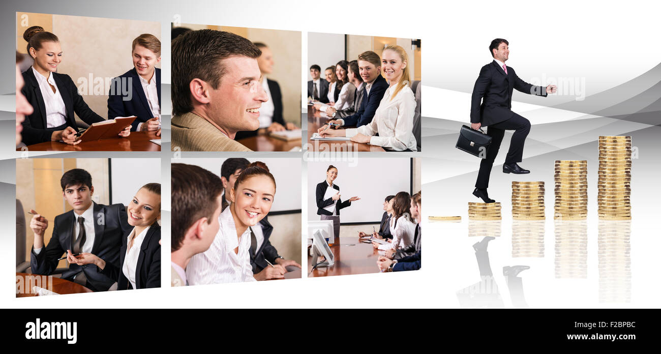 Collage of business people in conference hall Stock Photo - Alamy