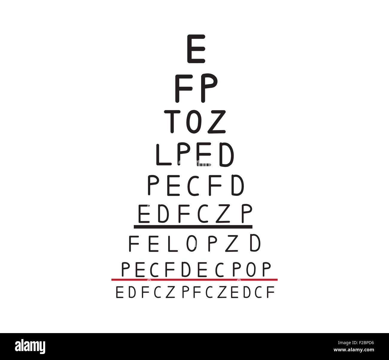Eyesight concept test chart letters Cut Out Stock Images & Pictures - Alamy