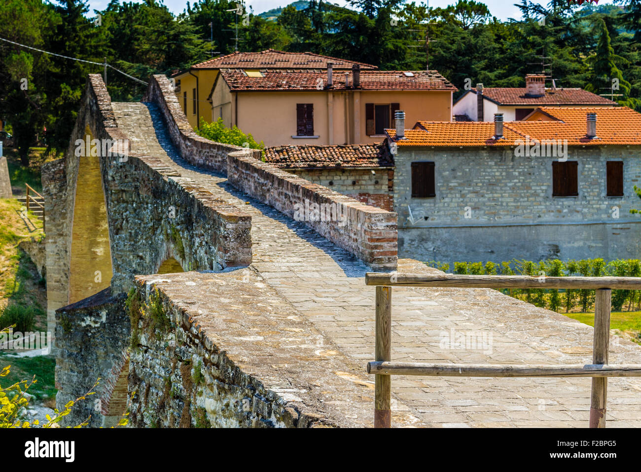 The humpback of bridge of San Donato in Modigliana in Italy reminds of ...