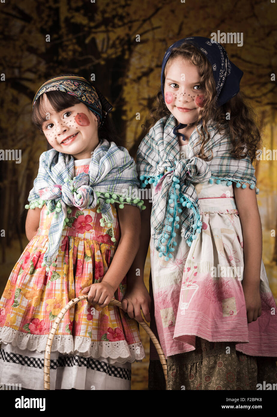 Cute little girls dressed as a traditional witches Stock Photo - Alamy