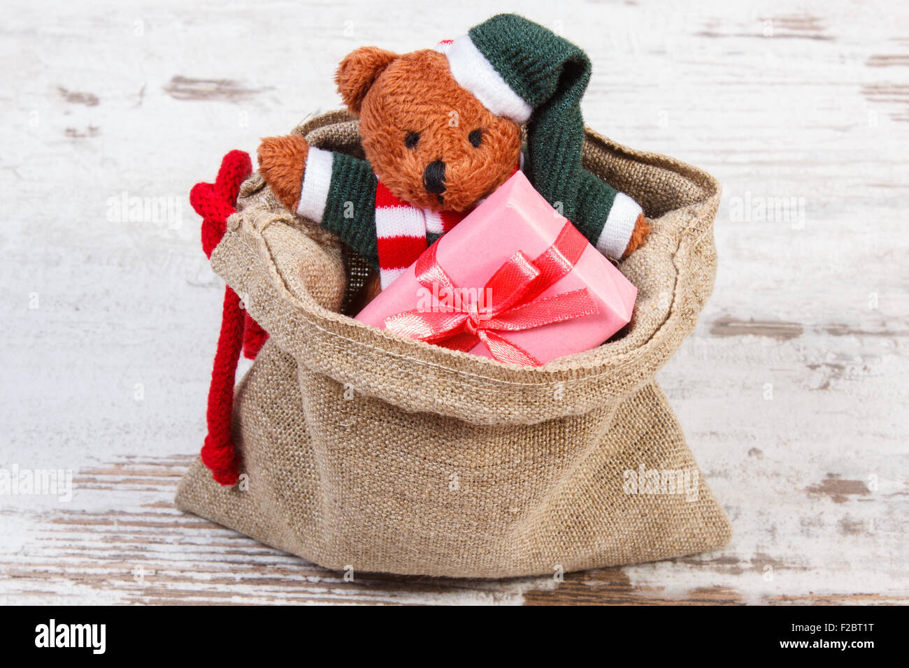 Colorful Christmas decoration and gifts on snow Stock Photo - Alamy