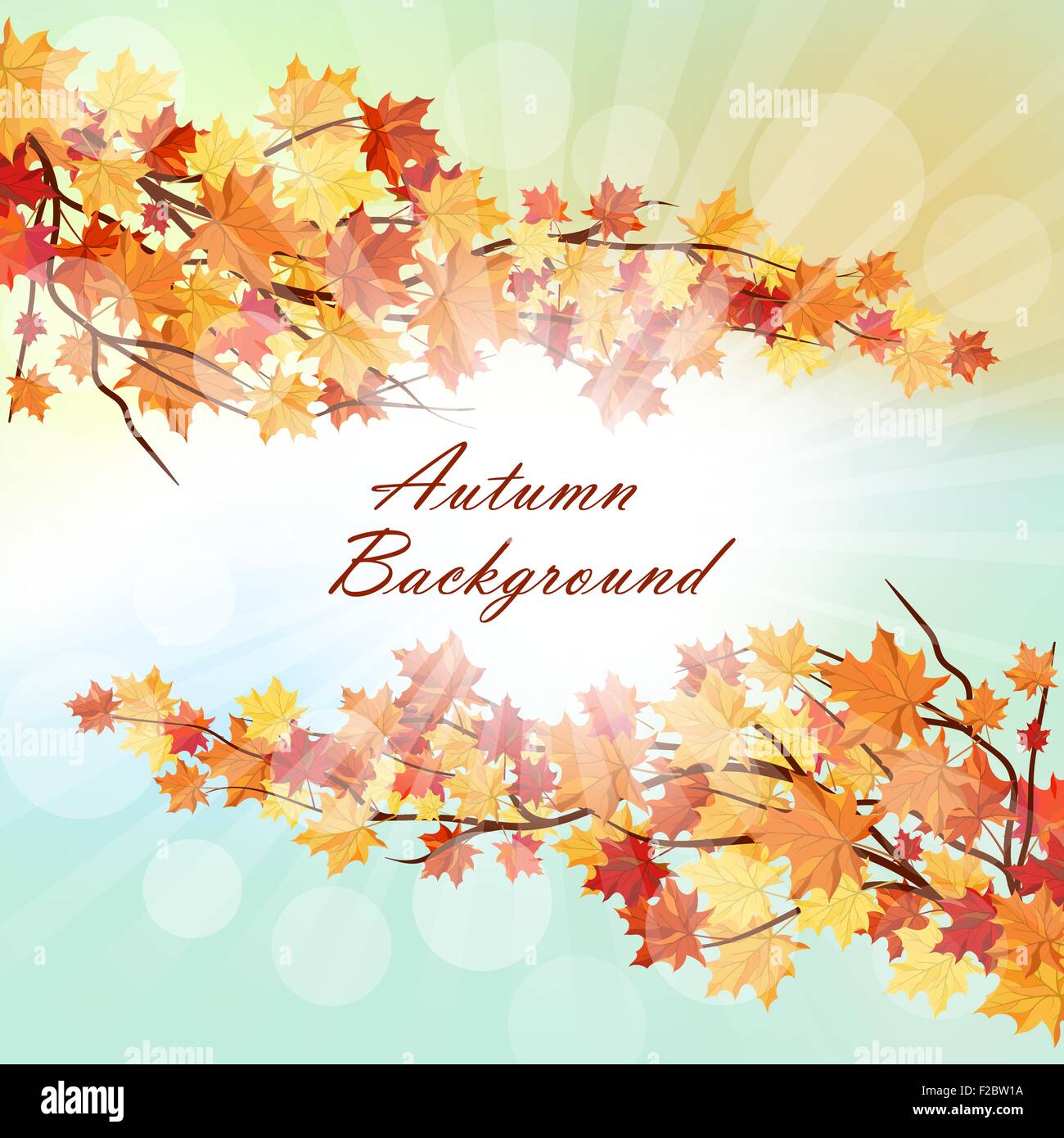 Autumn Frame With Falling Maple Leaves on Sky Background. Elegant ...