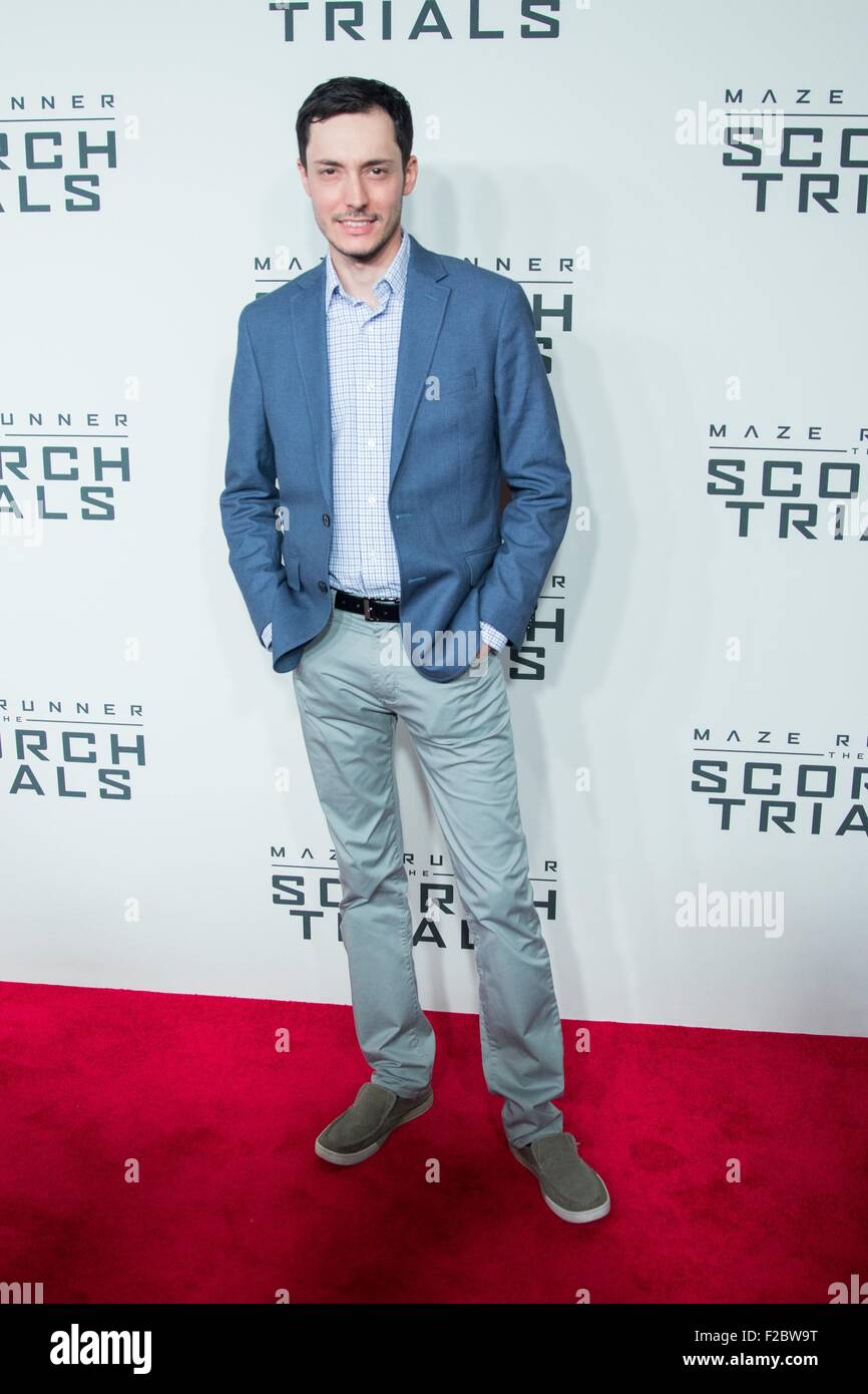New York, NY, USA. 15th Sep, 2015. Wes Ball at arrivals for MAZE RUNNER ...