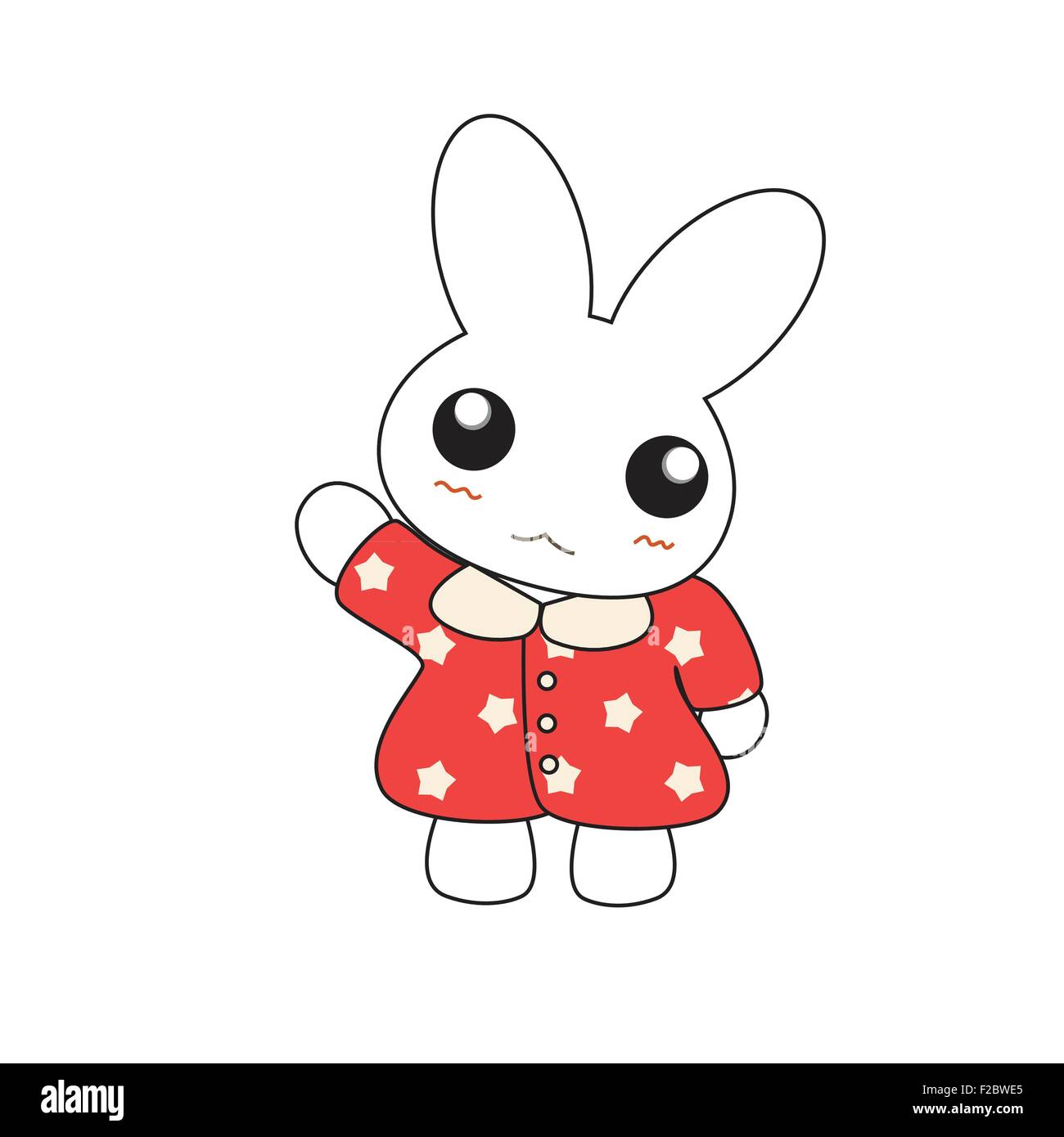 Cute Cartoon Bunny Girl In A Pretty Pink Dress Vector Illustration