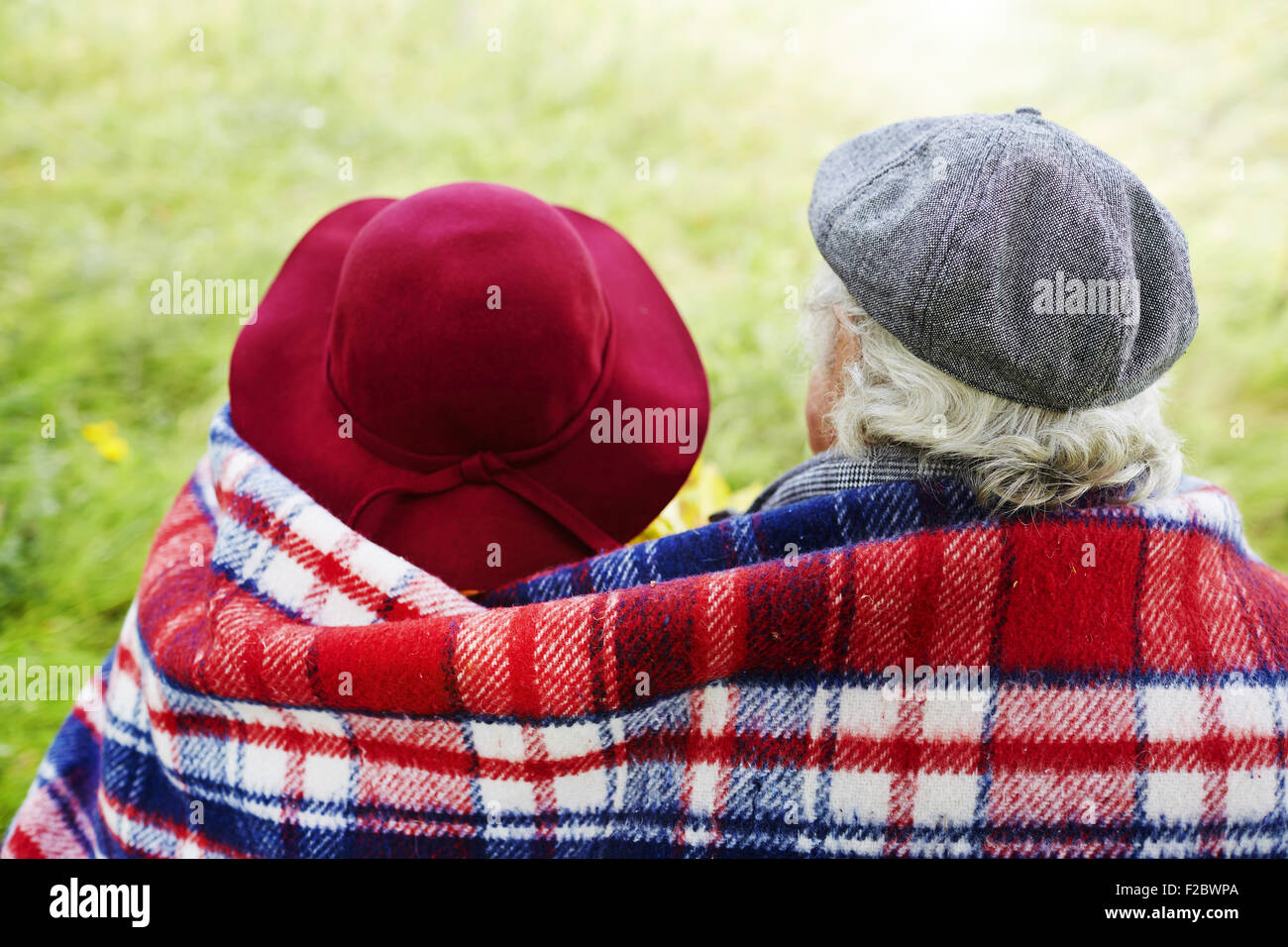 Back view of affectionate seniors Stock Photo - Alamy