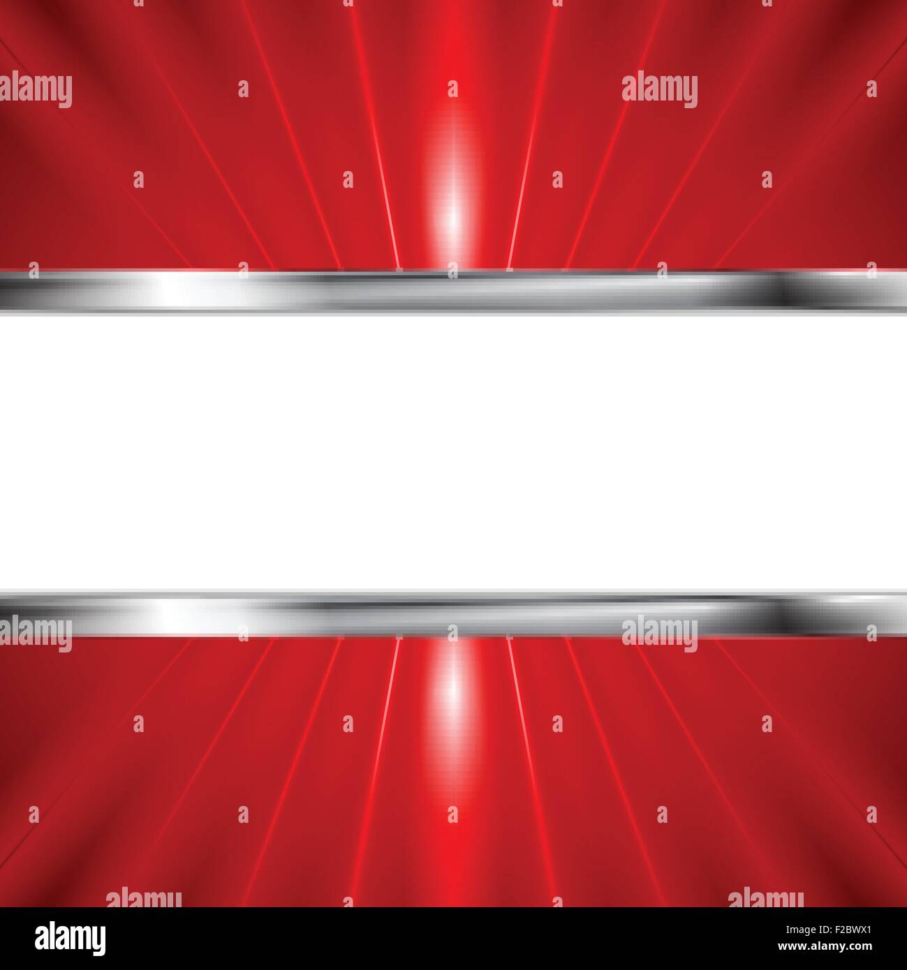 Glow red beams and metallic banner. Vector background for your design ...