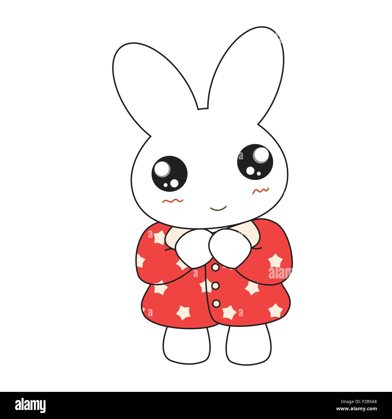 Cute cartoon bunny girl in a pretty pink dress. Vector illustration ...