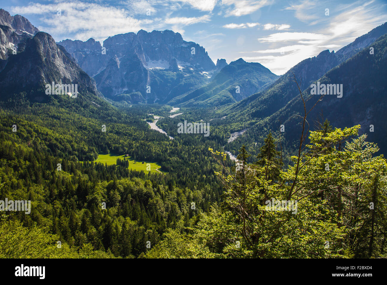 Valley with a mountain at the end Stock Photo - Alamy