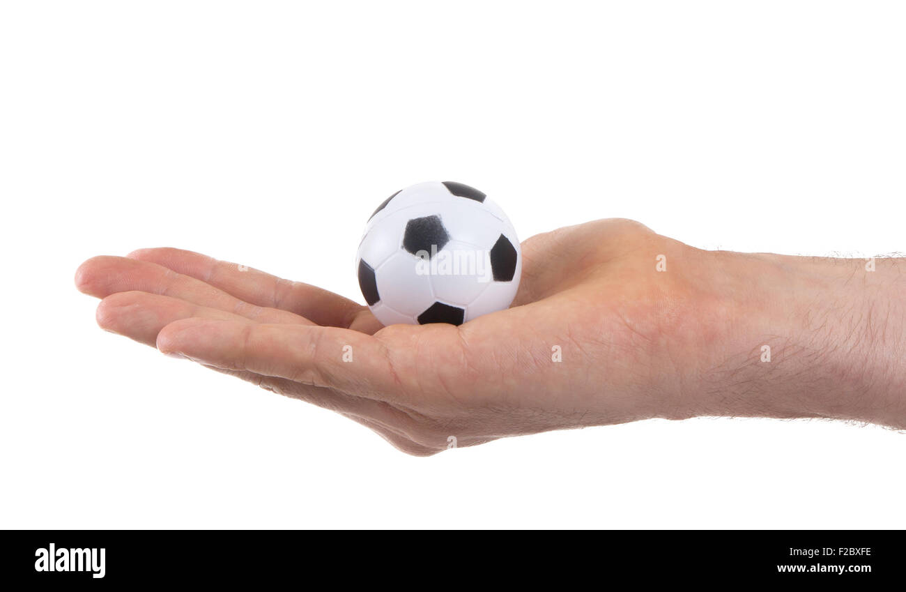 Hands with soccer ball, isolated on white Stock Photo - Alamy