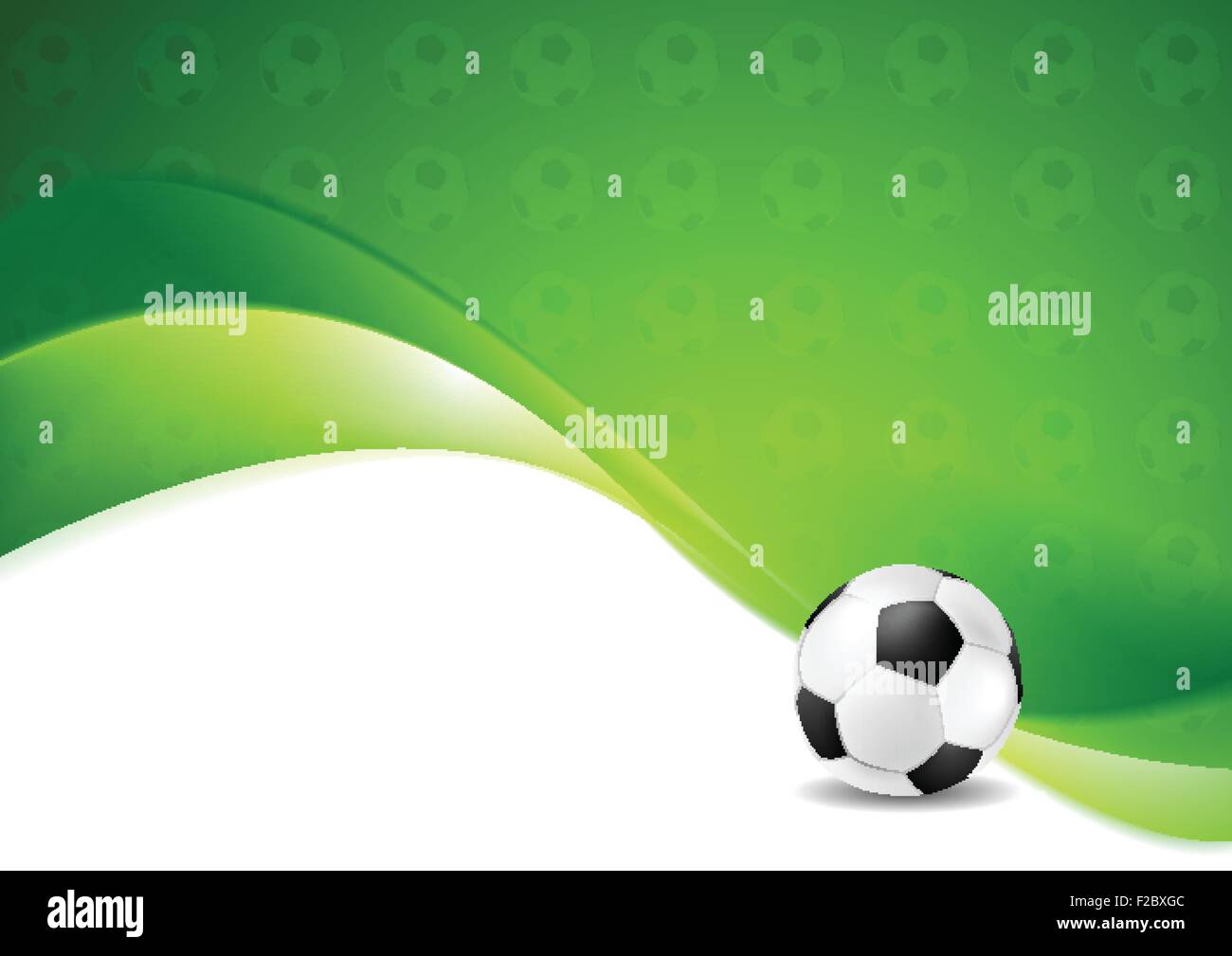 Green wavy soccer texture background with ball. Vector design Stock ...