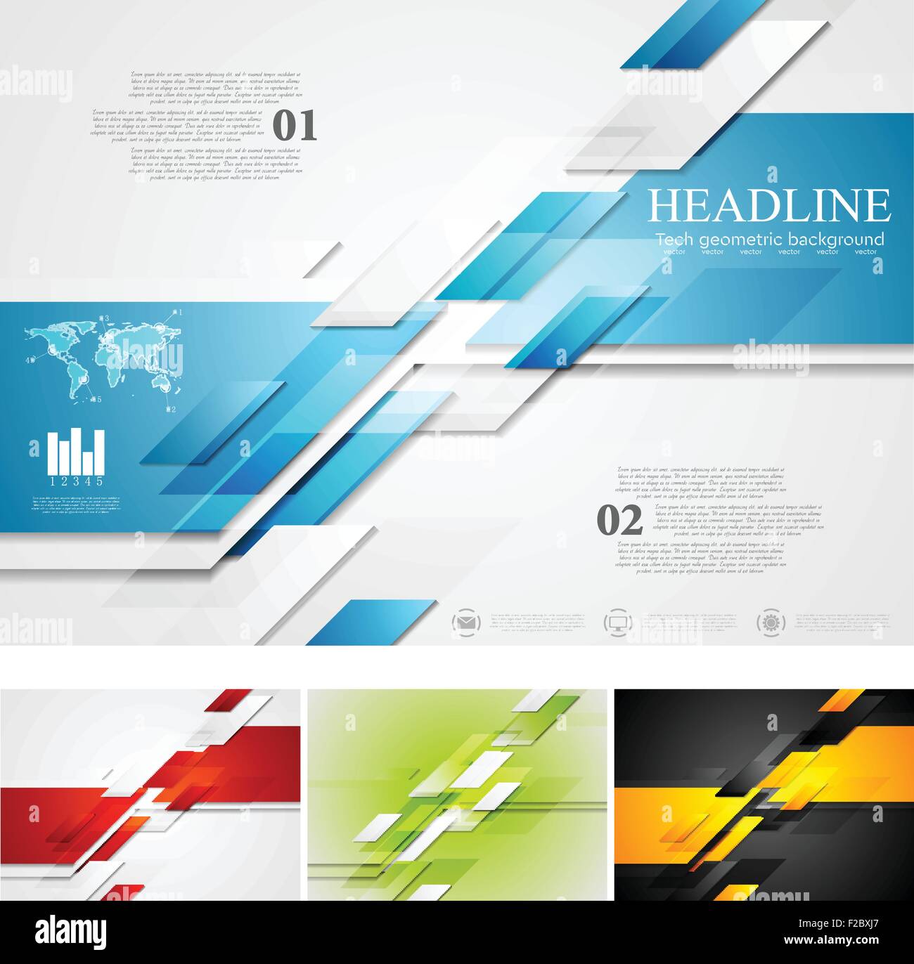 Abstract bright corporate tech background. Four colors, vector card ...