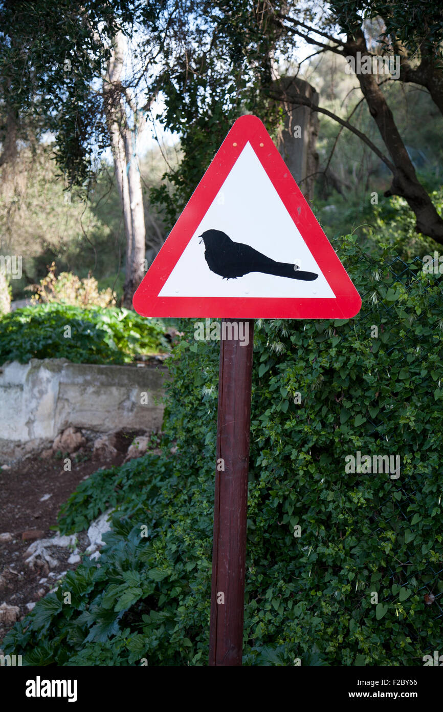 Road sign picture of a bird rock nature reserve gibraltar hi-res stock ...