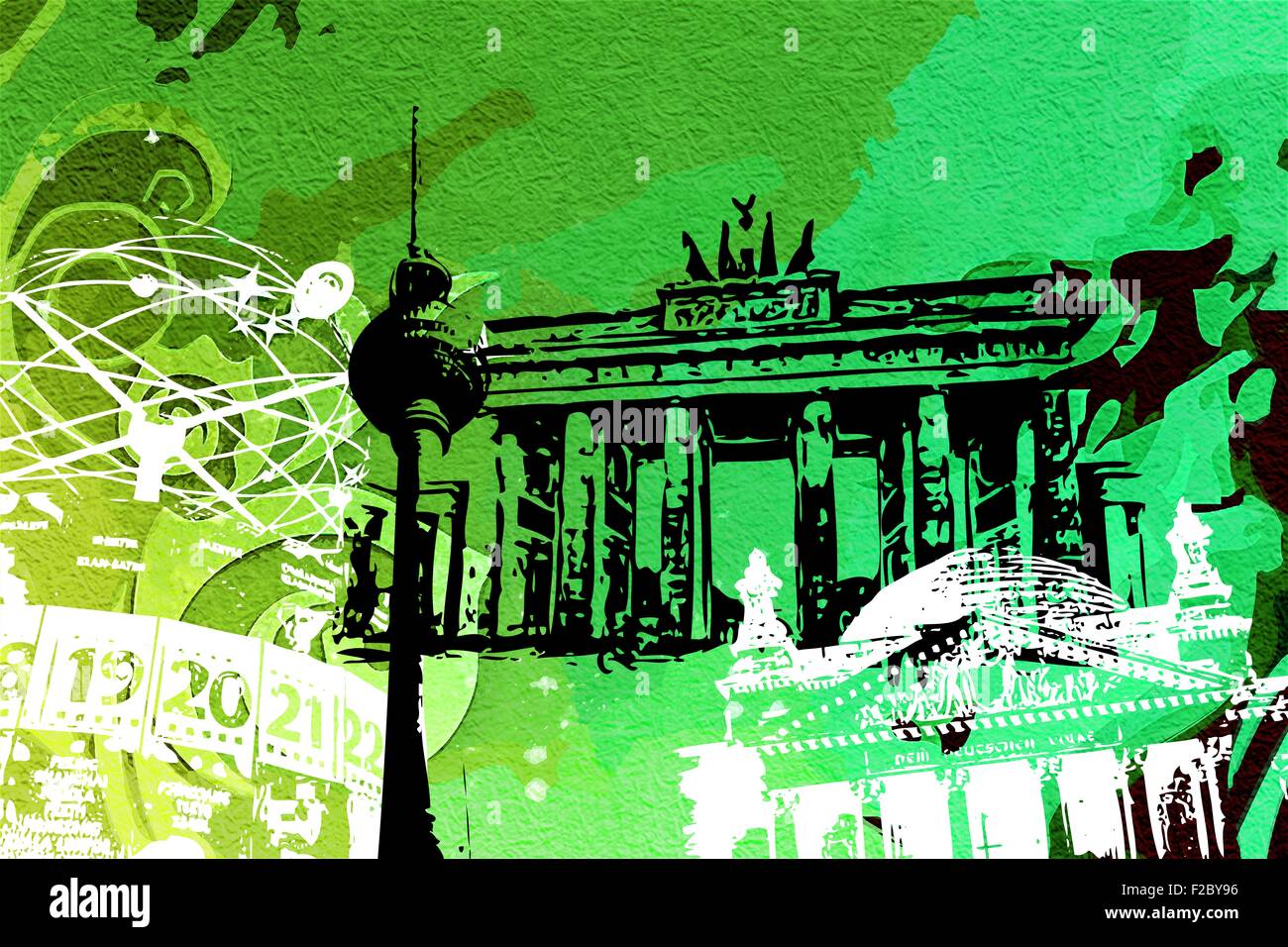 Berlin city Germany illustration Stock Photo - Alamy