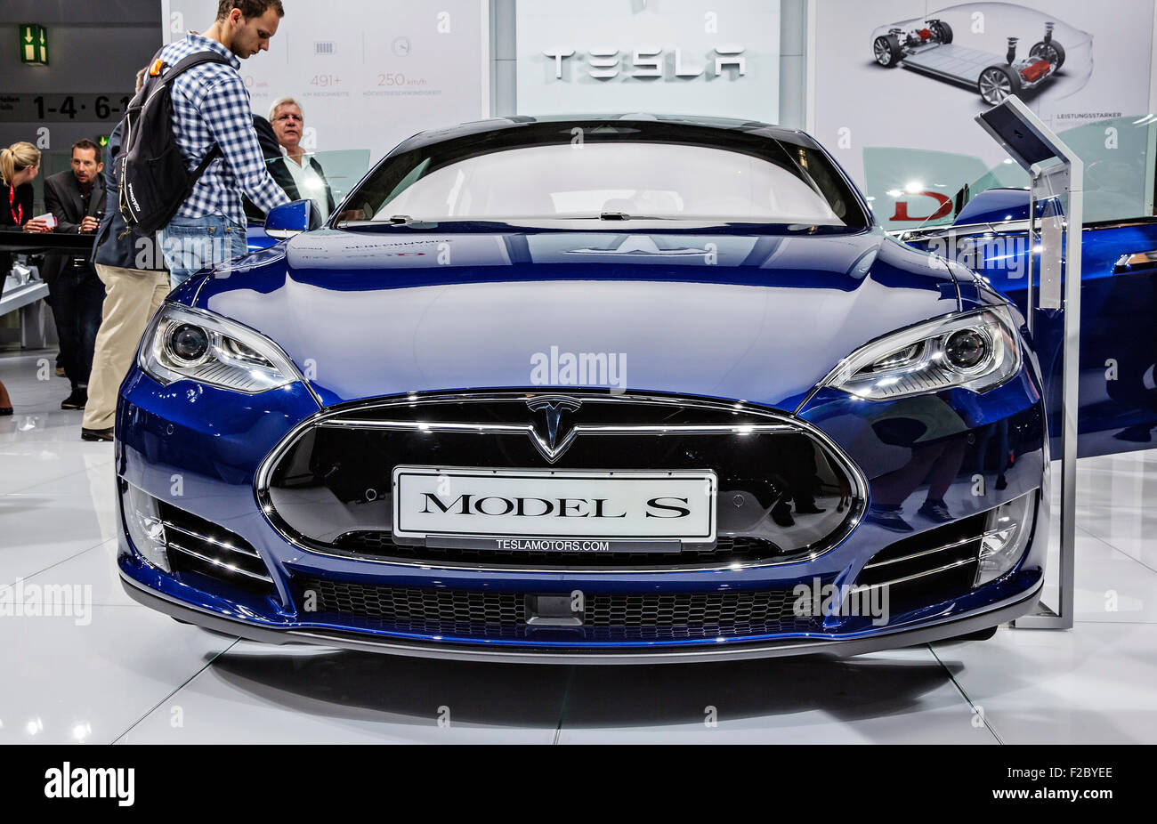 International motorshow, IAA, Frankfurt, Auto Show, Tesla S Stock Photo ...