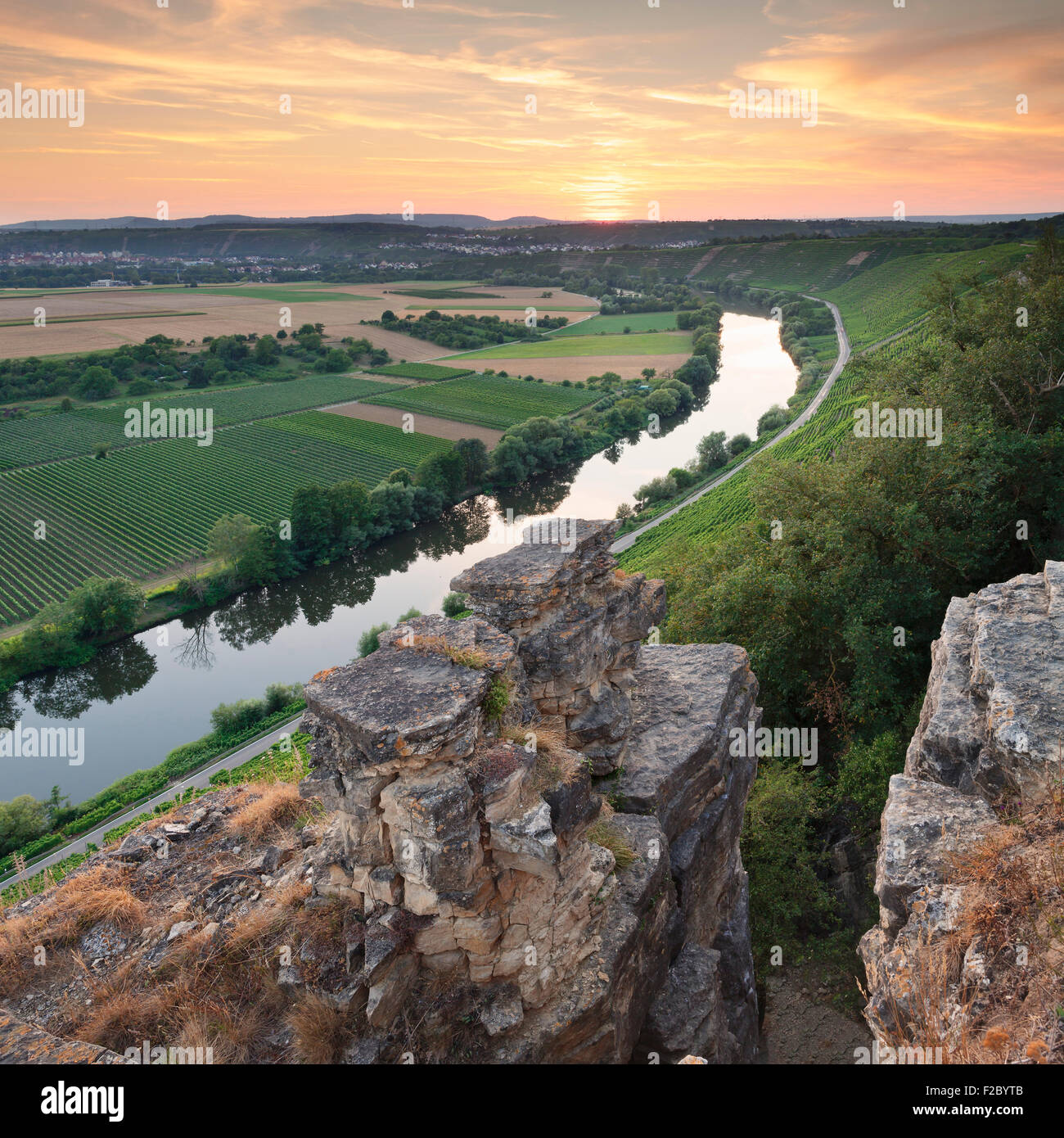 Rock gardens at Hessigheim, Neckar, Neckar valley, Baden Württemberg ...