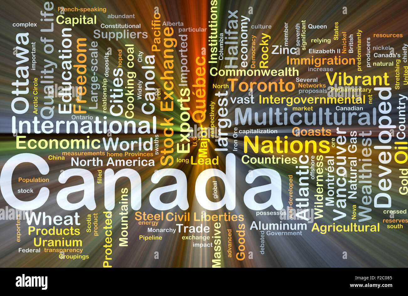Background concept wordcloud illustration of Canada glowing light Stock ...