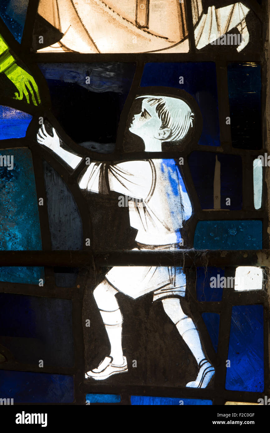 Contemporary stained glass image of a boy, Christ Church, Coalville ...