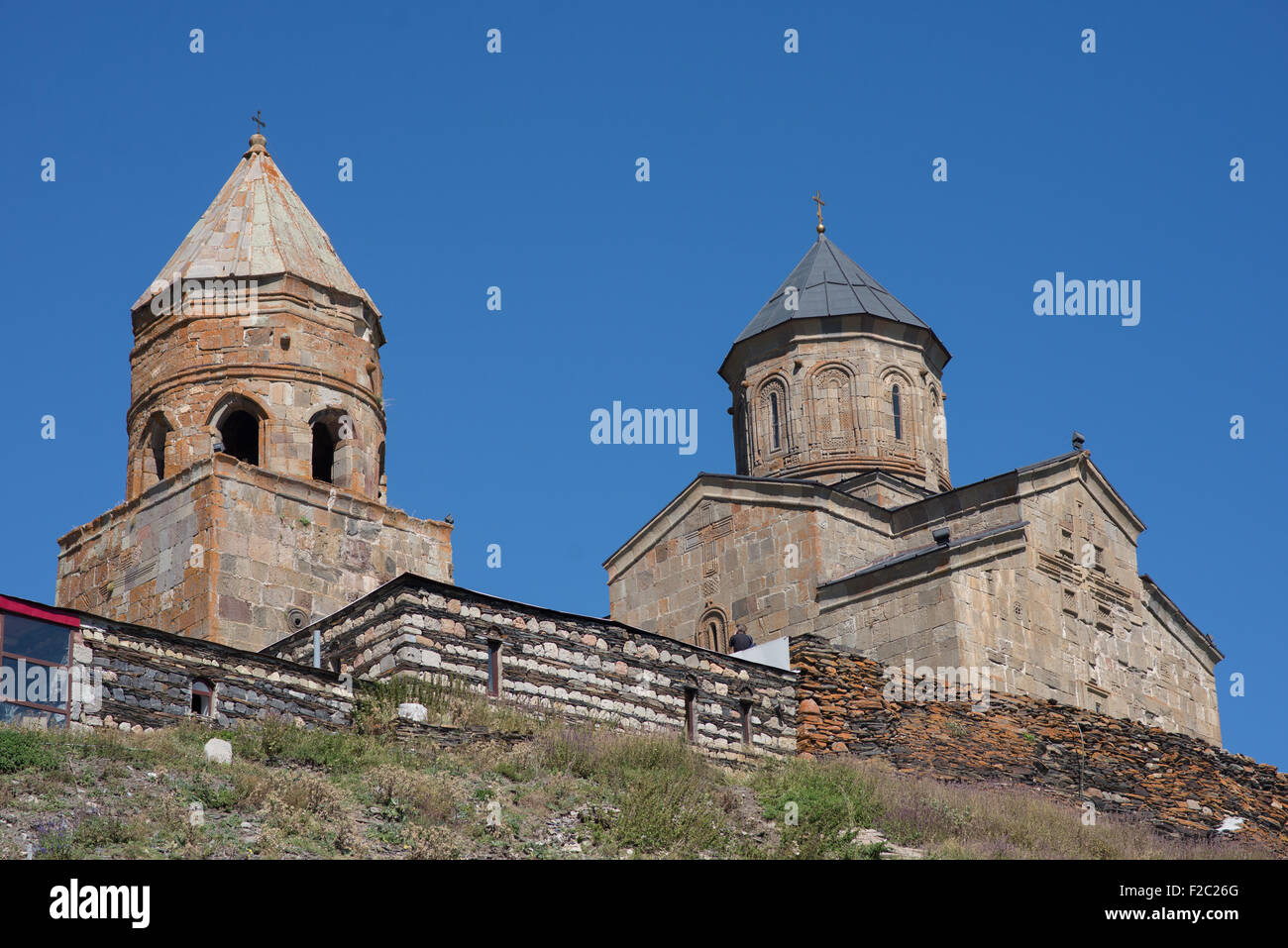 Kazbegi (Stepantsminda), Georgia - The trinity church Stock Photo - Alamy