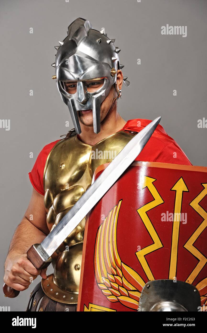 Legionary soldier ready for a war Stock Photo - Alamy